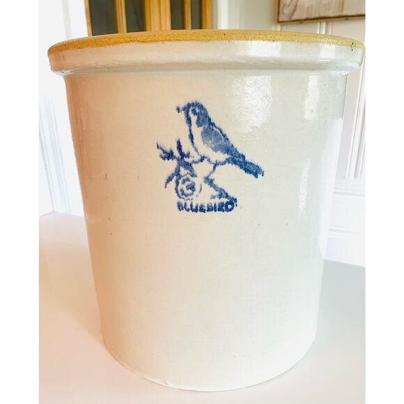 Blue Bird | Accents | Vintage Three Gallon Salt Glazed Bluebird Crock ...